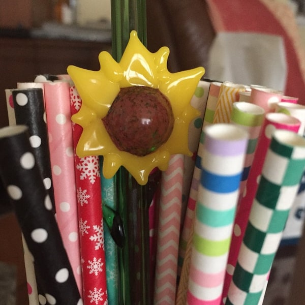 Sunflower Glass Straw | Reusable Straw | Mason Jar Straw | Eco-friendly ...