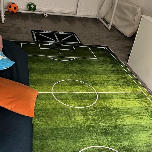 Football / Soccer Field Printed Area Rug • Washable Football / Soccer ...