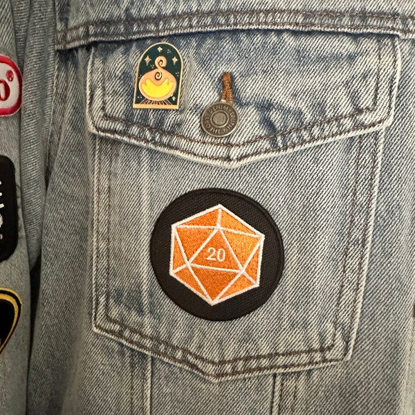 D20 Board Game Patch, Dice D&D Iron on Patch for Tabletop Gaming, D20 ...