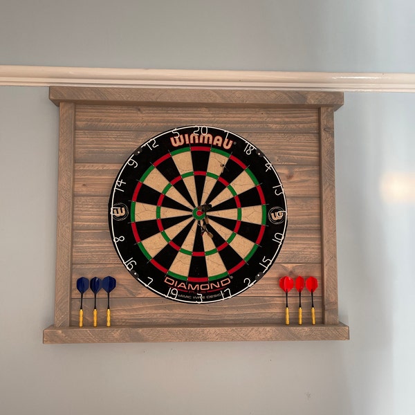 Handmade, Solid Wood Rustic Dart Board Surround, Walnut Wax Frame ...
