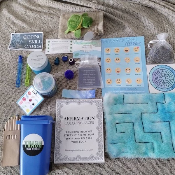 Anxiety Relief Kids 6-12 Years Old Coping Skills Box Mental Health Kit ...
