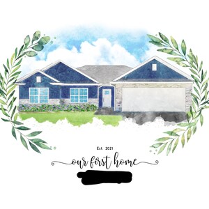 Custom House Drawing, House Illustration, Watercolor House Painting ...