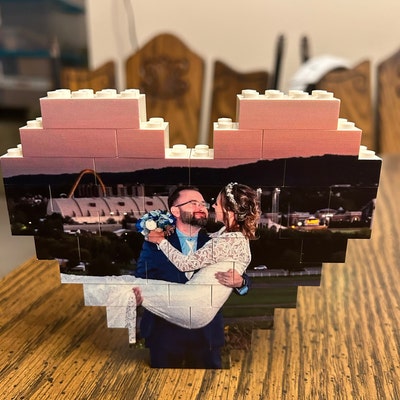 Medium Heart Photo Block Made From, LEGO® Bricks, Personalised, WHITE ...