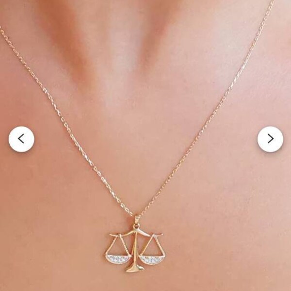14K Solid Gold Lawyer Necklace, Libra Necklace, Justice Necklace ...