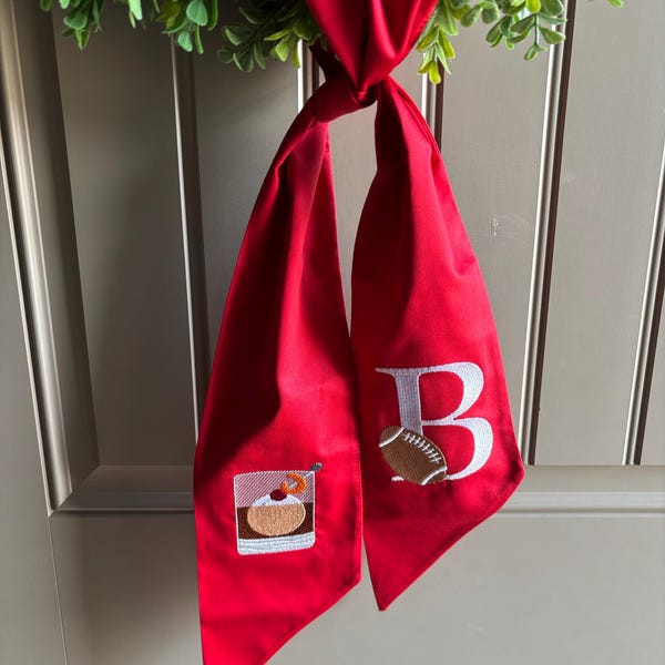 Classic French Toile Wreath Sash, Classic Monogrammed Toile Sash ...
