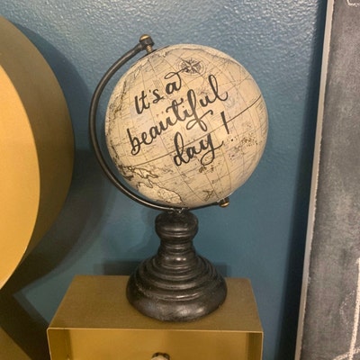 Personalized 4 Globe Hand Lettered Globe Mini Globe Centerpiece World ...