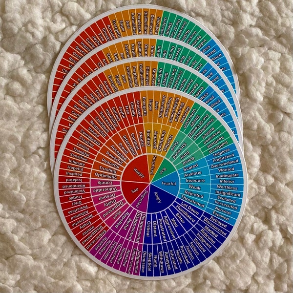 Feelings Wheel Sticker, Emotions Wheel Sticker, "counselor Therapist ...