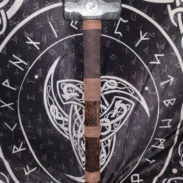 Large Viking Wolf Hammer Hand Engraved Burned and Carved - Etsy