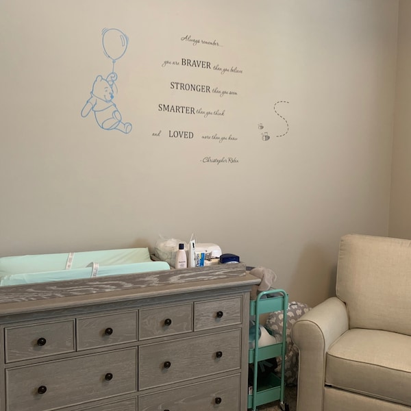 You Are Braver Than You Believe, Pooh Quote Decal, Wall Decal Winnie ...