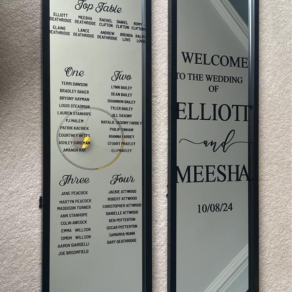 Wedding Seating Plan Decal DIY Mirror Table Chart Our Favourite People ...