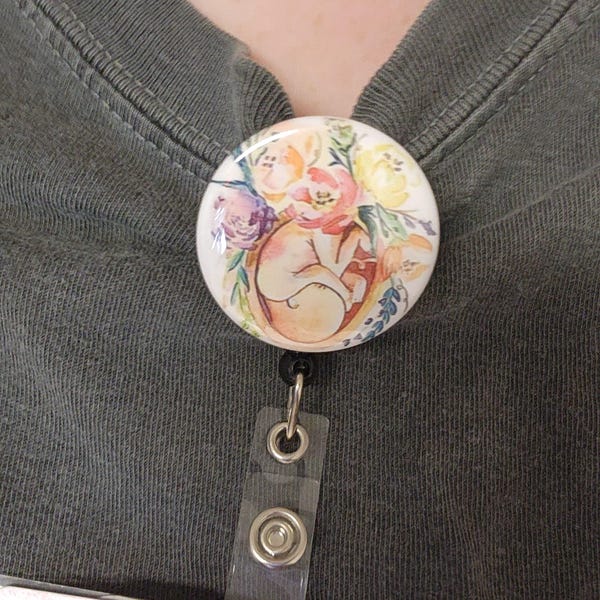 Labor & Delivery, Watercolor Floral Fetus, NICU Nurse Badge, Ob/gyn ...