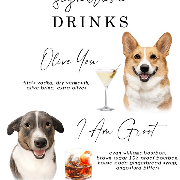 Dog Signature Drink Sign Dog Custom Drink Dog Signature Cocktail Custom ...