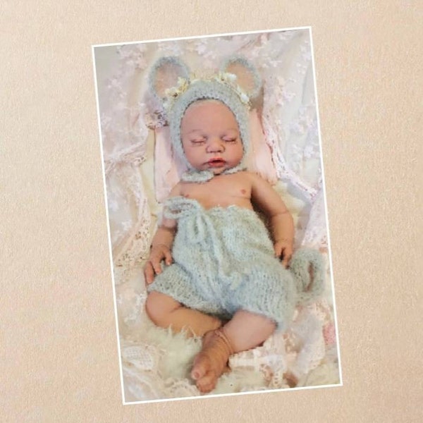 Little Mouse Mohair Bonnet and Short Pants - Handmade Newborn Mouse ...