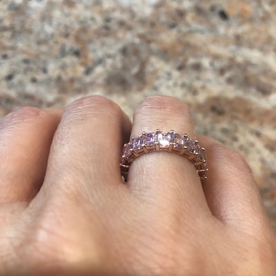 Pink Diamond Eternity Ring, Anniversary Ring, Eternity Band, 14K Solid ...