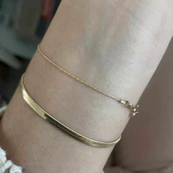 Simple Rose Gold Chain Bracelet, Minimalist Rose Gold Necklace ...
