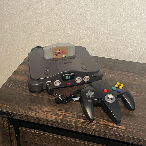 Nintendo 64 N64 Charcoal Black Console Original Controller Jumper Pak ...