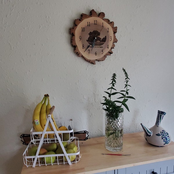 CLOCK WILLOW Wood Slice With Personalized Engraving 11-12 Inch X 1 Inch ...