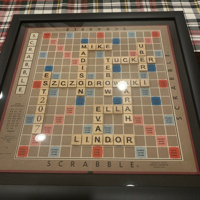Custom Framed Scrabble Boards Personalized Gift Vintage Scrabble Board Family Tree Anniversary ...