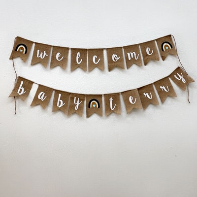 Boho Rainbow Baby Shower Decorations, Custom Welcome Baby Banner ...
