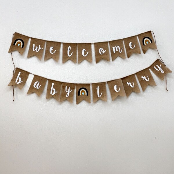 Boho Rainbow Baby Shower Decorations, Custom Welcome Baby Banner ...