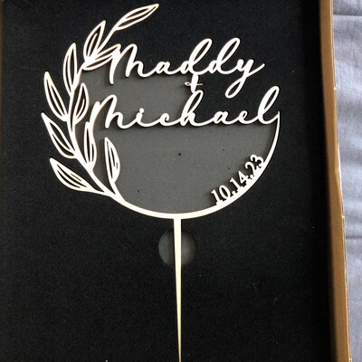 Silver Wedding Cake Topper Personalized Wreath Wedding Cake - Etsy