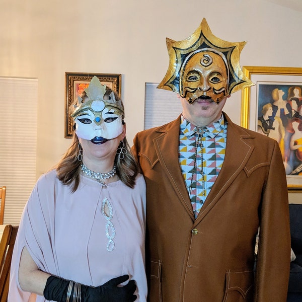 Sun Mask, Gold and Black, Sol, Venetian Half Mask, Wearable, Sun God ...