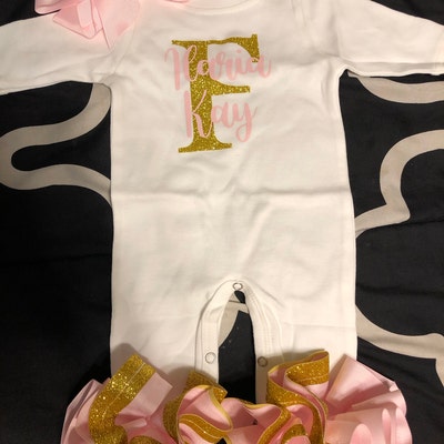 Baby Girl Outfit, Coming Home Outfit, Custom, Handmade, Personalized Newborn, Babyshower Gift ...