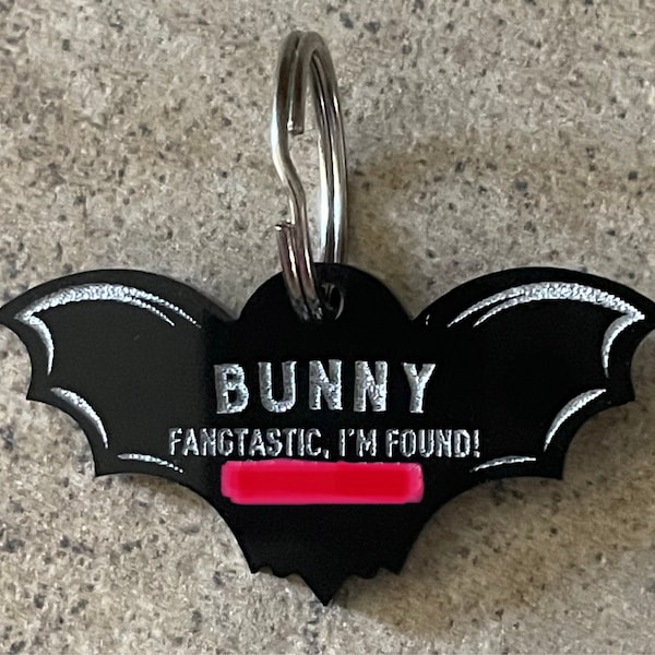 Bat Personalized Pet Tag, Goth Style, Creepy Pup, Halloween Cat and Dog ...