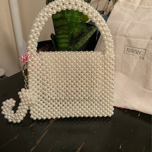 Mini Bead Bag Small Bead Purse Beaded Tote Bag Colorful Bead Bag Pearl ...
