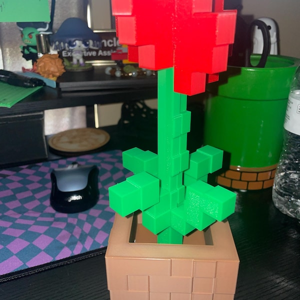 Minecraft Style Rose - Custom Colors - Desk Accessory - Gift for Gamers ...