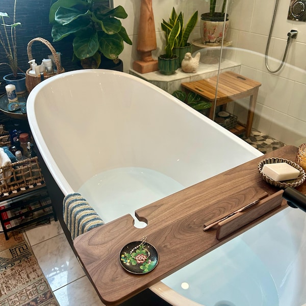 Solid Black Walnut Bath Tray - Etsy