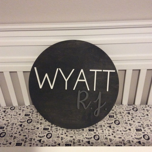 Custom Name Sign | 12"-36" Round Sign | Baby Name Sign | Nursery Room ...