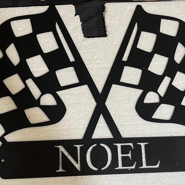 Custom Checkered Flag Racing Sign, Checkered Flag Monogram ...