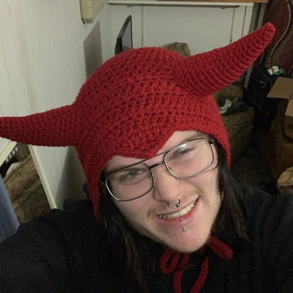 Crochet Red Devil Bonnet - Etsy