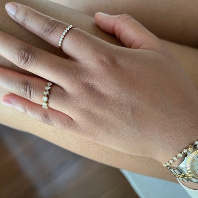 Diamond Necklace/ 14k Gold Diamond Solitaire Graduating Necklace ...