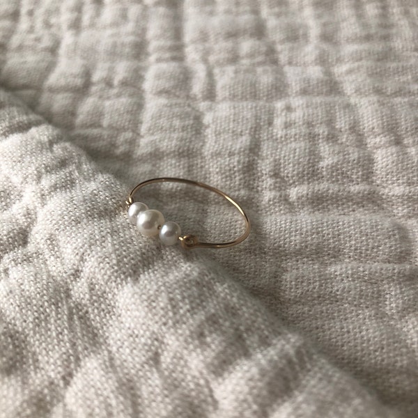 Small Minimal Pearl Ring | Real Pearl Ring | Dainty Tiny Pearl Ring ...