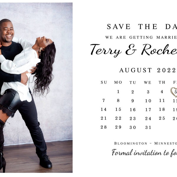 Photo Calendar Save the Date Editable Template With Photo Wedding ...