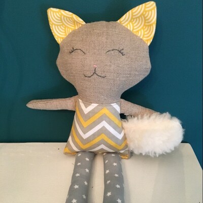 Stuffed Cat Doll and Fish Pattern Sewing PDF Handmade DIY, Cloth Doll ...