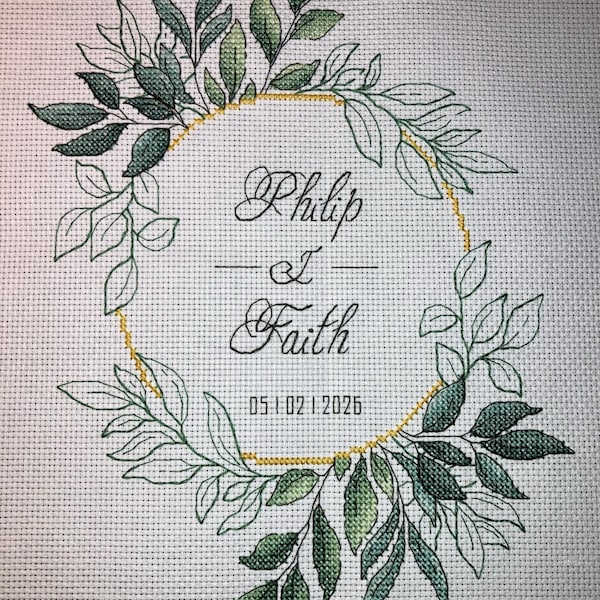 Customized Wedding Cross Stitch Pattern Handcrafted Personalised Unique ...