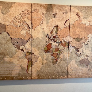 Push Pin Travel Map of World, Personalized Gift for Travelers, Modern ...