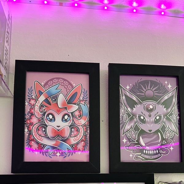 Eeveelution Pokemon Sparkle Art Print Set - 5"x7" Print - Etsy