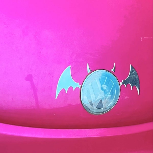 Chrome Bat Wings Car Emblem Sticker Silver Badge Gothic Devil Horns ...