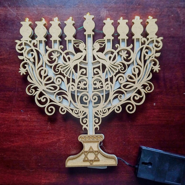 MENORAH Laser Cut File Hanukkah Svg 3D and Menorah Candles Laser ...