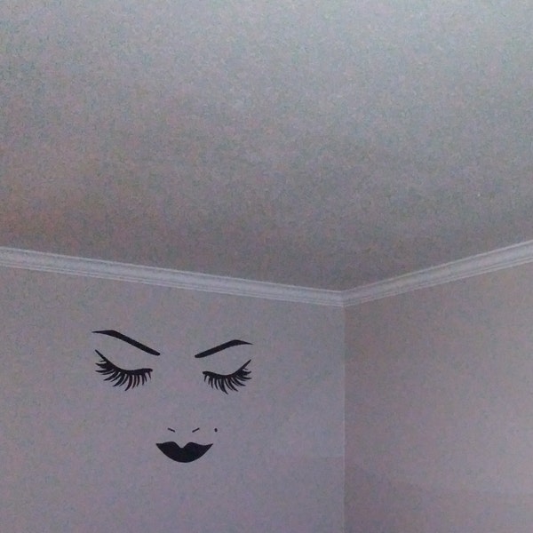 Beautiful Female Face Vinyl Wall Decal Woman Eyes Lips Lashes Beauty ...