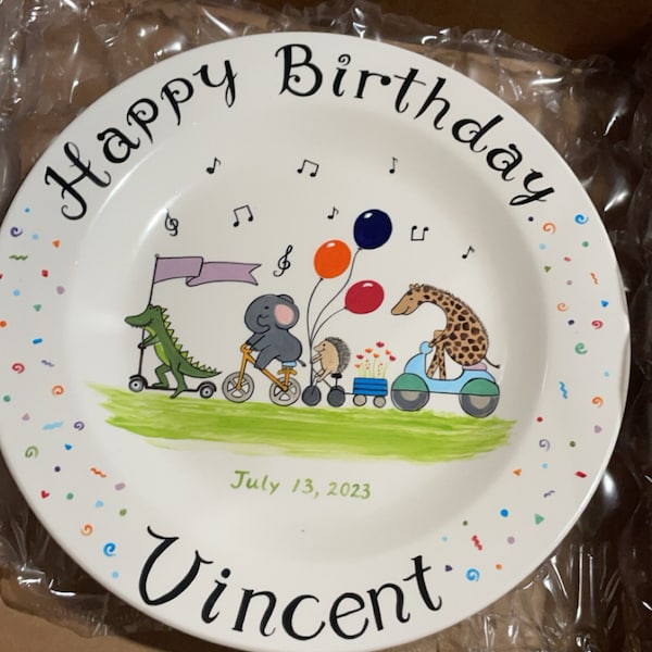 Birthday Plate, Custom Name Personalized Hand Painted Ceramic Birthday ...