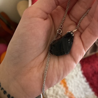 Optical Calcite Iceland Crystal Rough Crystal Sterling Steel Necklace ...