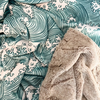 Blue Waves Ocean Nautical Fabric Japanese Waves by Sveta Aho Wave ...