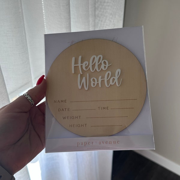 Hello World Sign, Baby Announcement, Hello World Wooden Sign, Baby ...