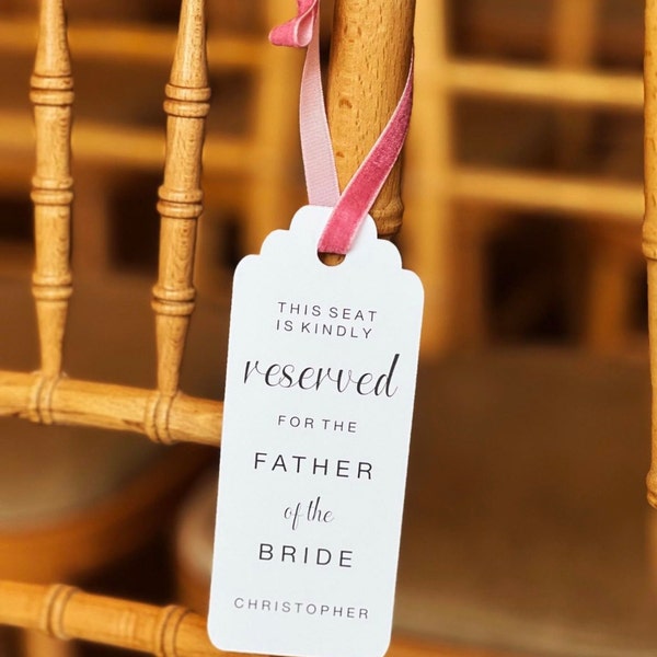 Seat Reservation Tag Wedding Reserved Chair Tag Wedding Chair Tag ...