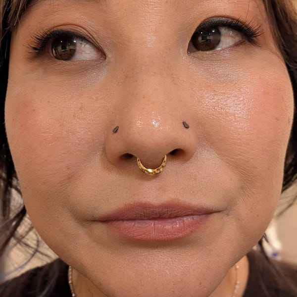 16G Hammered Moon Clicker Hoop Septum Ring Titanium Nose Ring Septum ...